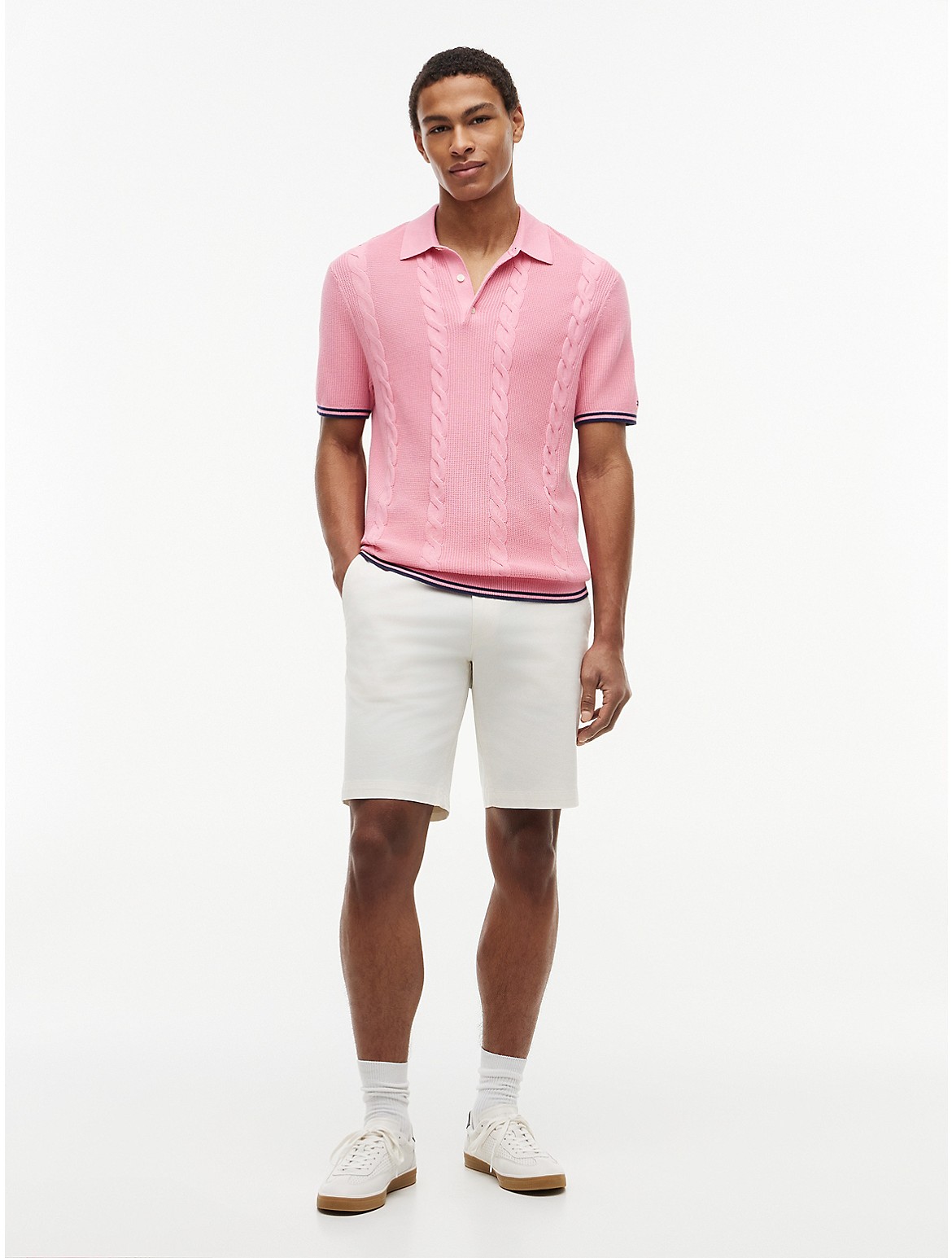 TOMMY HILFIGER Tommy Hilfiger Short-Sleeve Cable Knit Sweater Polo